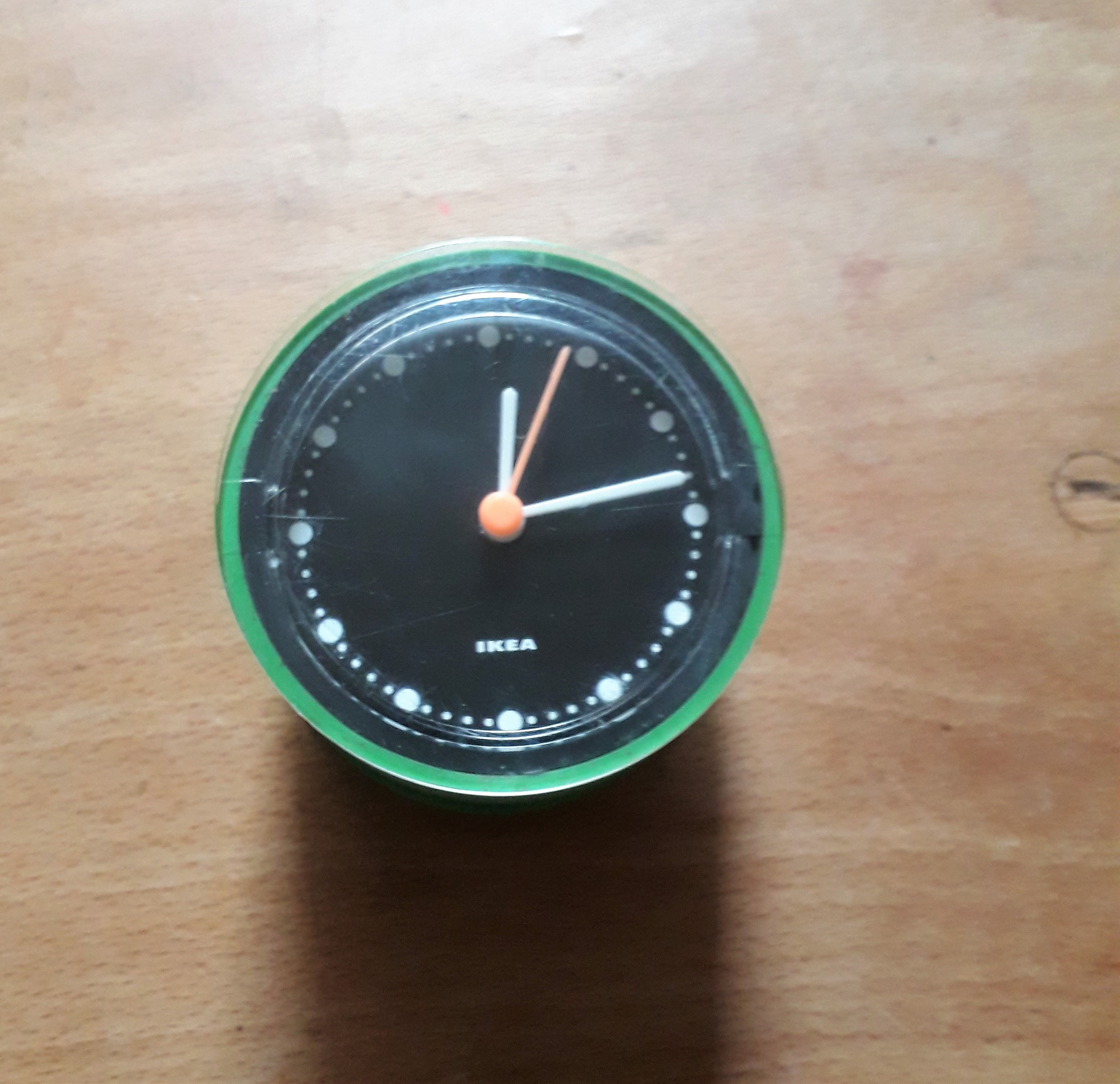 Funky green clock, small suction rubber clock, retro rubber clock, ikea ...