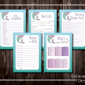 Printable Mermaid Baby Shower Game Set - 10 Games Plus Answer Keys - Etsy