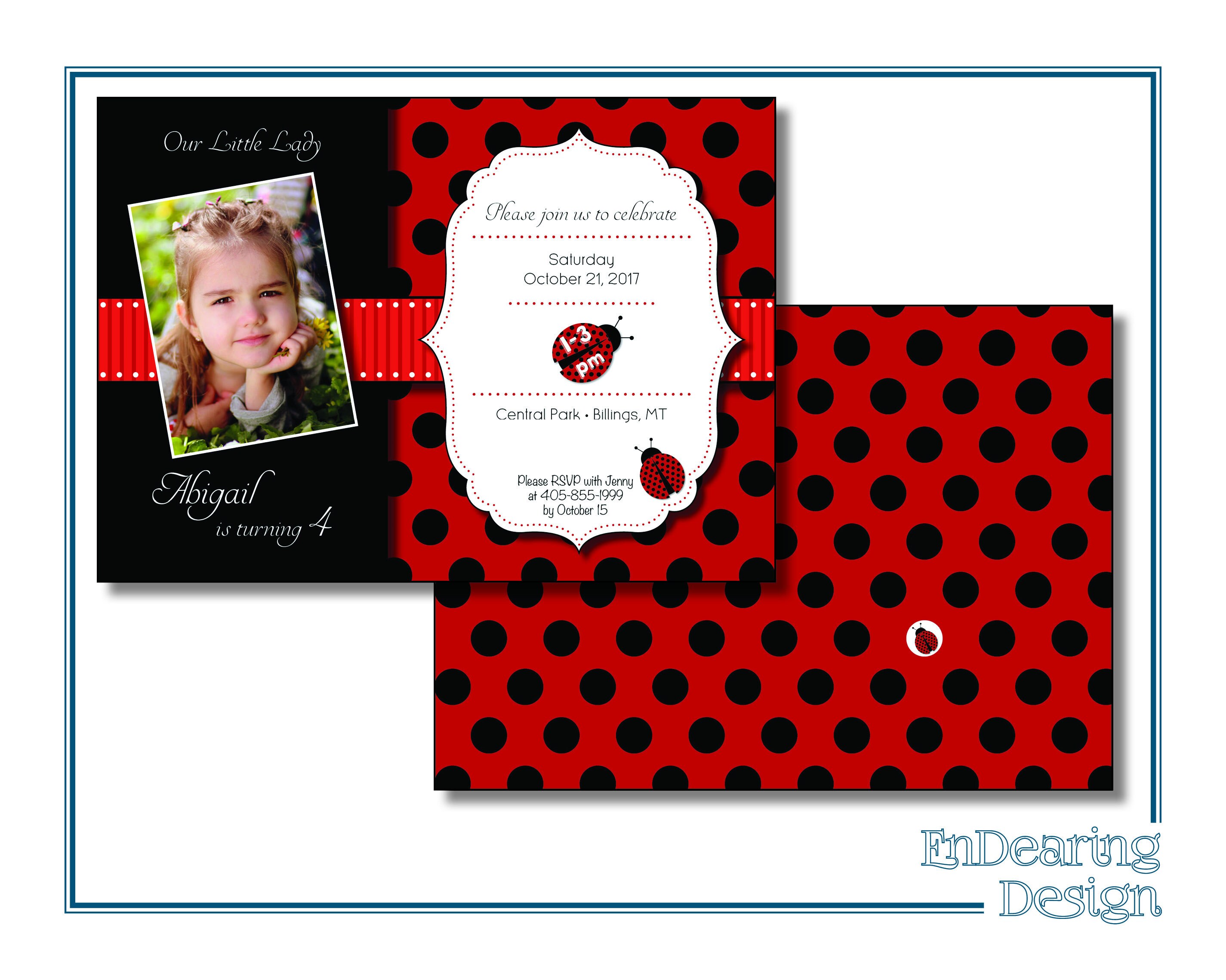 Adorable, Printable Ladybug Birthday Invitation - 5x7 - Girl Birthday ...