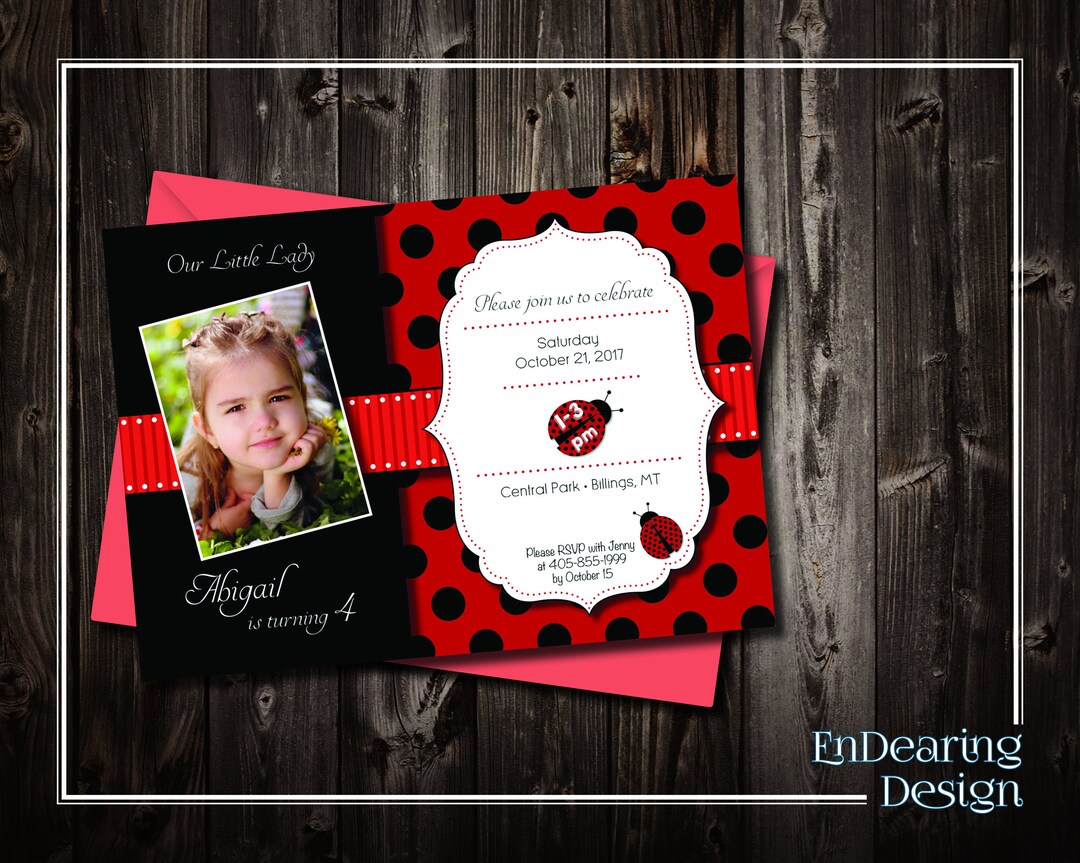 Adorable, Printable Ladybug Birthday Invitation - 5x7 - Girl Birthday ...
