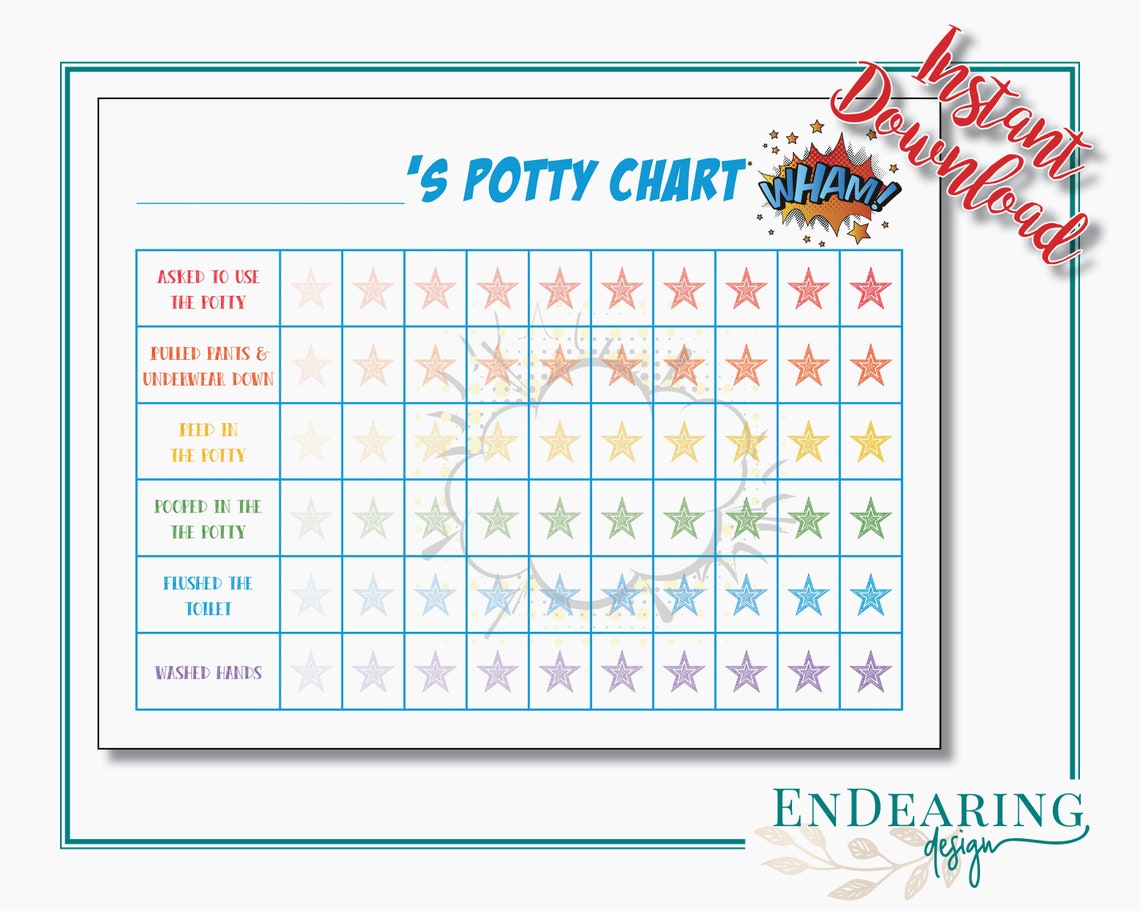 Fun, Adorable, Printable Comic Superhero Toddler Potty Chart - 8.5x11 ...