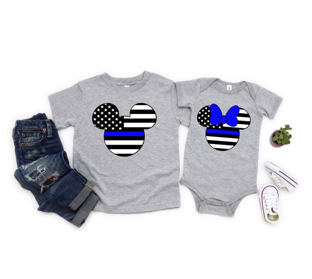 Mickey Thin Blue Line / Minnie Thin Blue Line / Thin Blue Line Shirt ...