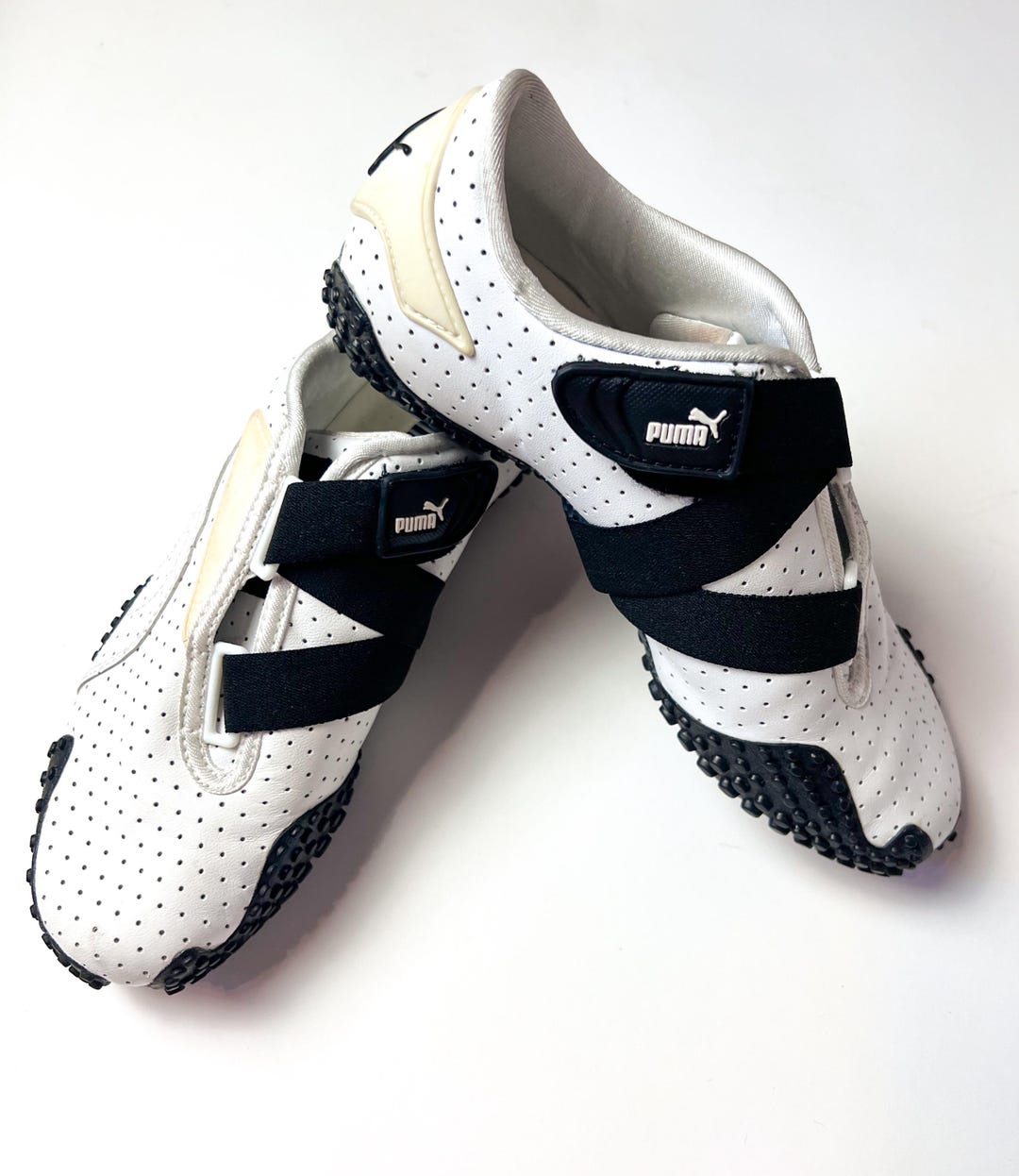 2000s Puma Mostro US 4.5 Black White Preforated Leather Strappy Lace up ...