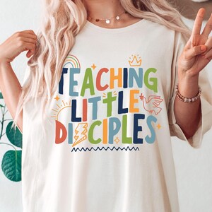Teaching Little Disciples Svg, Retro Christian Teacher Svg, Religious ...