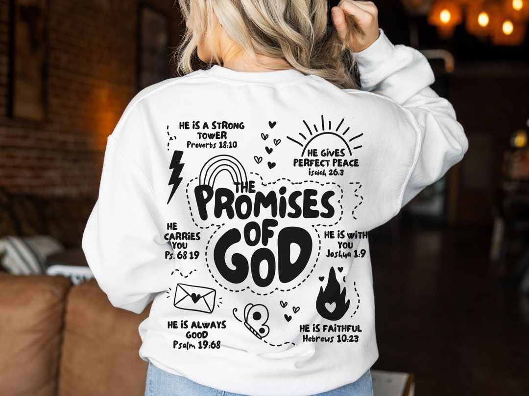 Promises of God Hoodie Design Svg, Retro Christian Sublimation, Bible ...