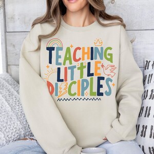 Teaching Little Disciples Svg, Retro Christian Teacher Svg, Religious ...