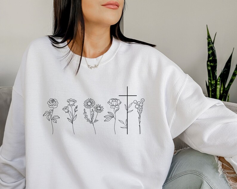 Minimalist Botanical Cross Shirt SVG Boho Christian Floral - Etsy