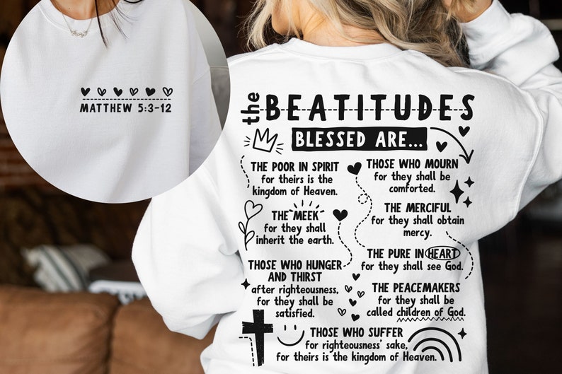 The Beatitudes Bible Design Svg, Bible Verse Sublimation, Retro Bible ...
