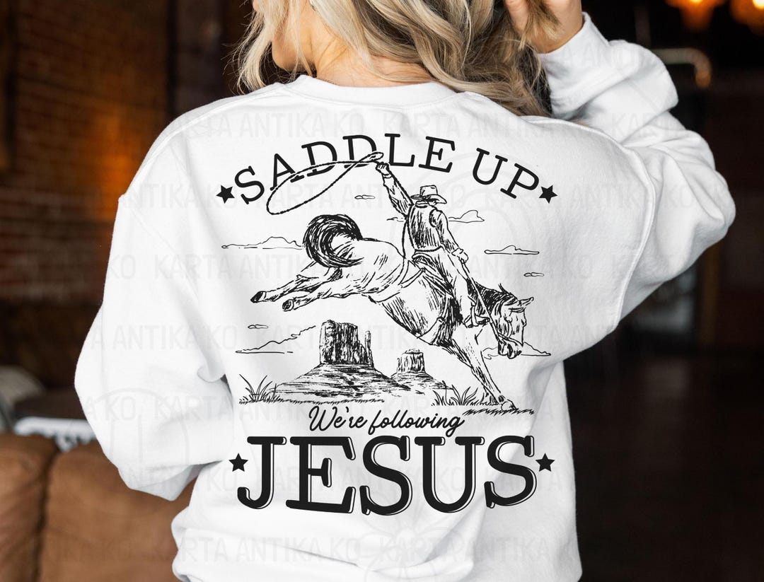 Saddle up We're Following Jesus Svg, Retro Christian Western Png ...