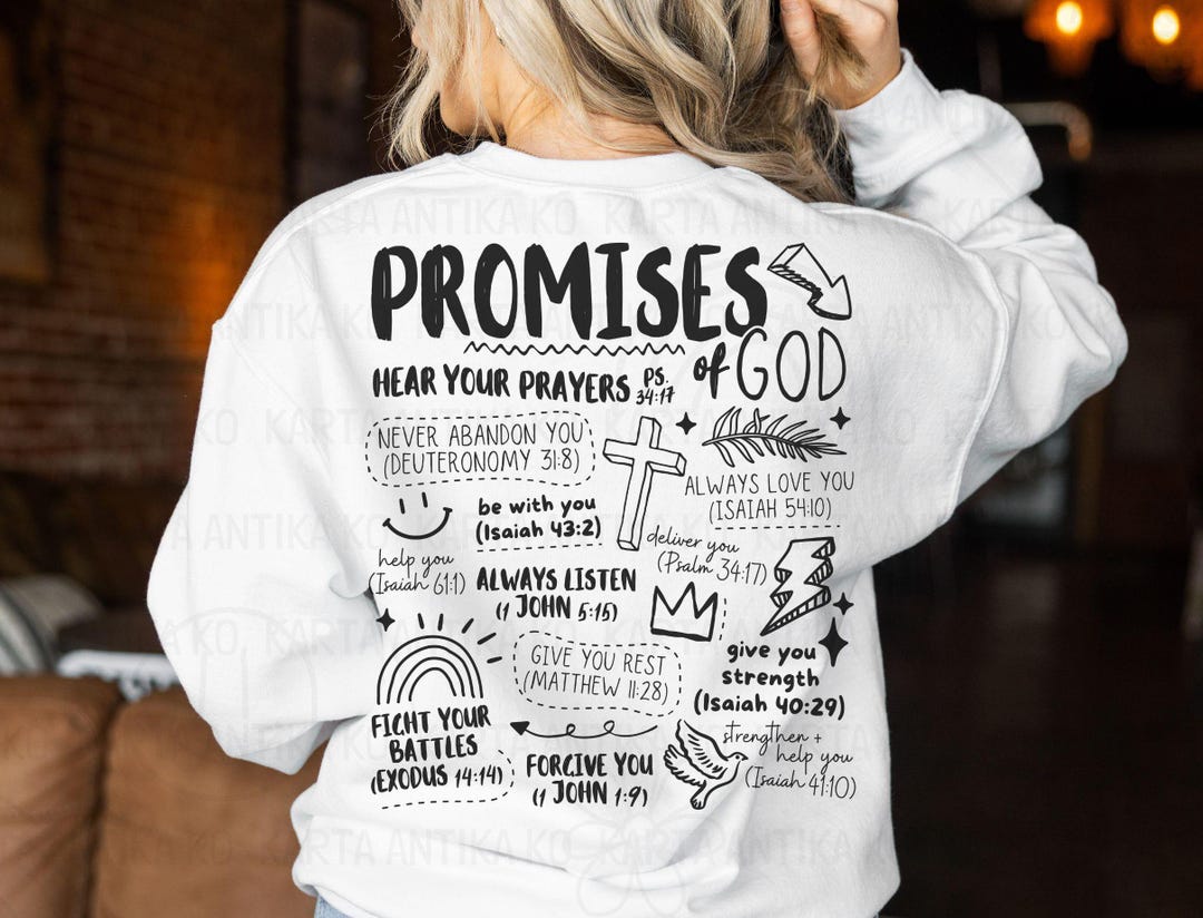 Promises of God Hoodie Design Svg, Retro Christian Shirt Sublimation ...