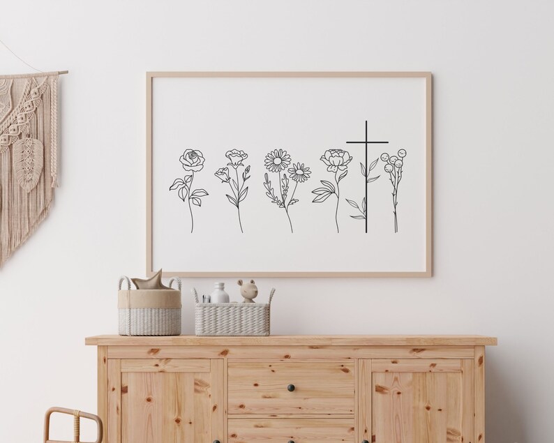 Minimalist Botanical Cross Shirt SVG Boho Christian Floral - Etsy