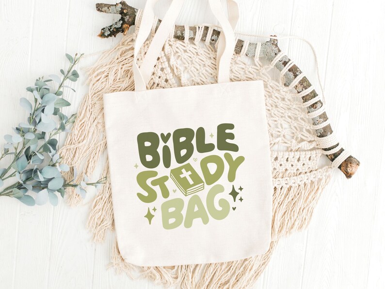 Retro Bible Study Bag Cut File, Boho Christian Tote Bag Png, Religious ...