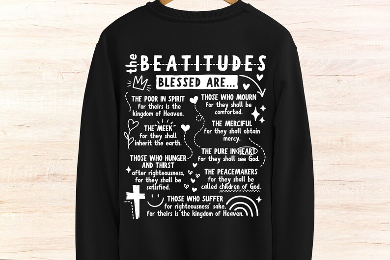 The Beatitudes Bible Design Svg, Bible Verse Sublimation, Retro Bible ...