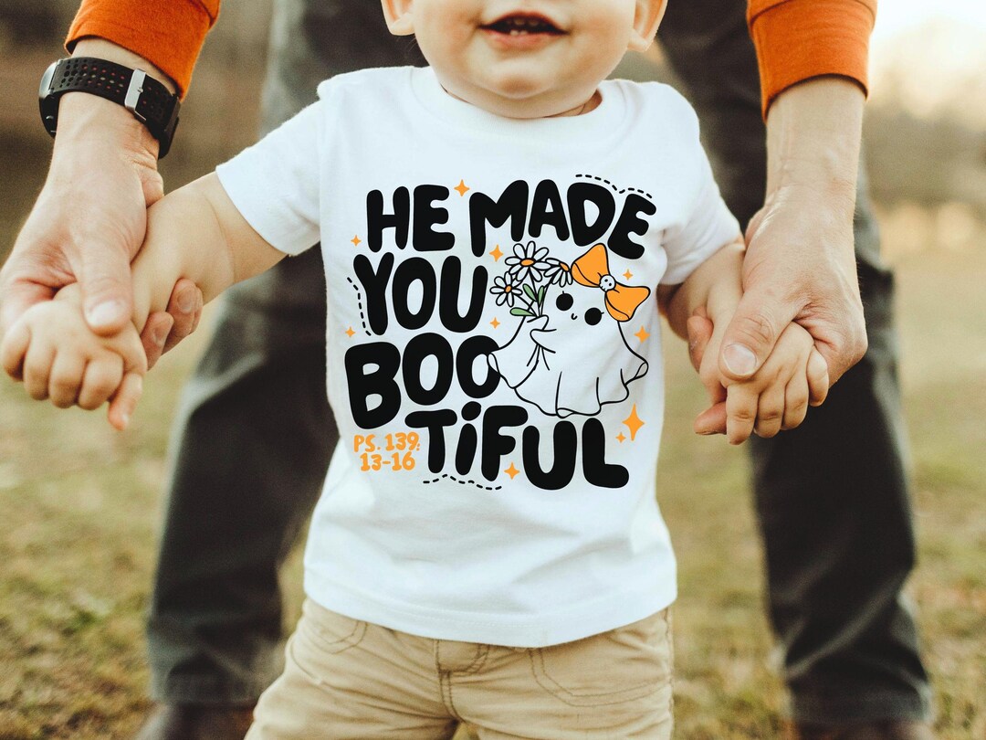 He Made You Bootiful Retro Kids Shirt Svg, Christian Girls Halloween ...