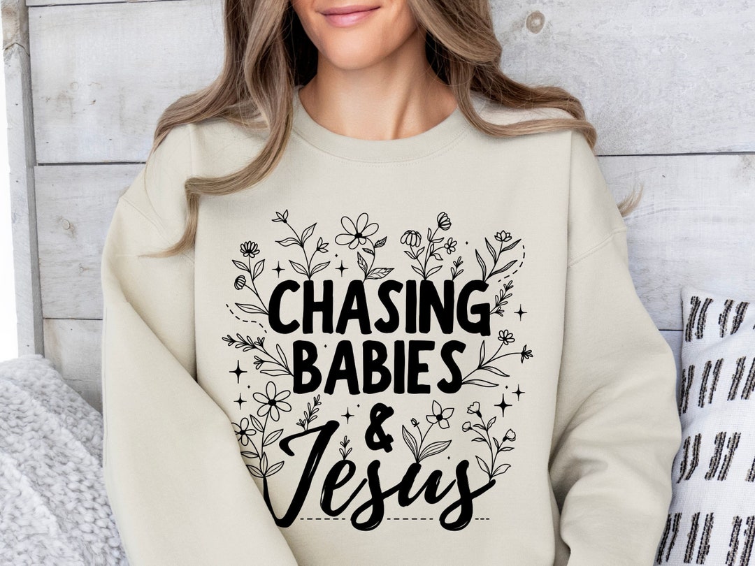 Chasing Babies and Jesus Shirt Design Svg, Retro Christian Mom Sublimation, Vintage Bible ...