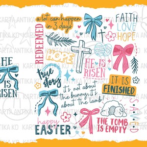 Retro Christian Easter Doodle Png, Boho Easter Transfer, Scripture ...