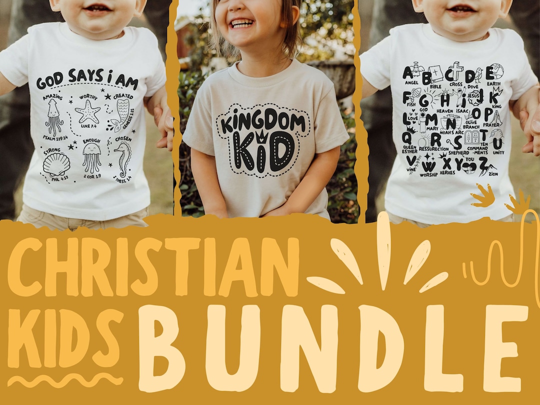 Christian Kids Tshirt Bundle, Bible Shirts Cut File for Kid, Biblical ...