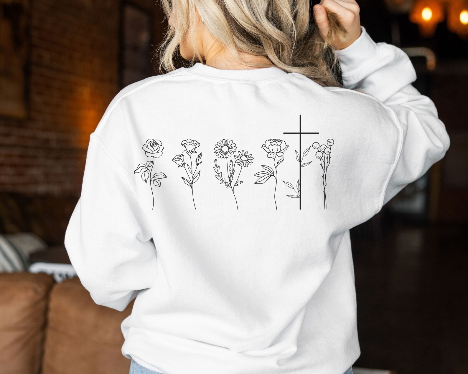 Minimalist Botanical Cross Shirt SVG Boho Christian Floral - Etsy