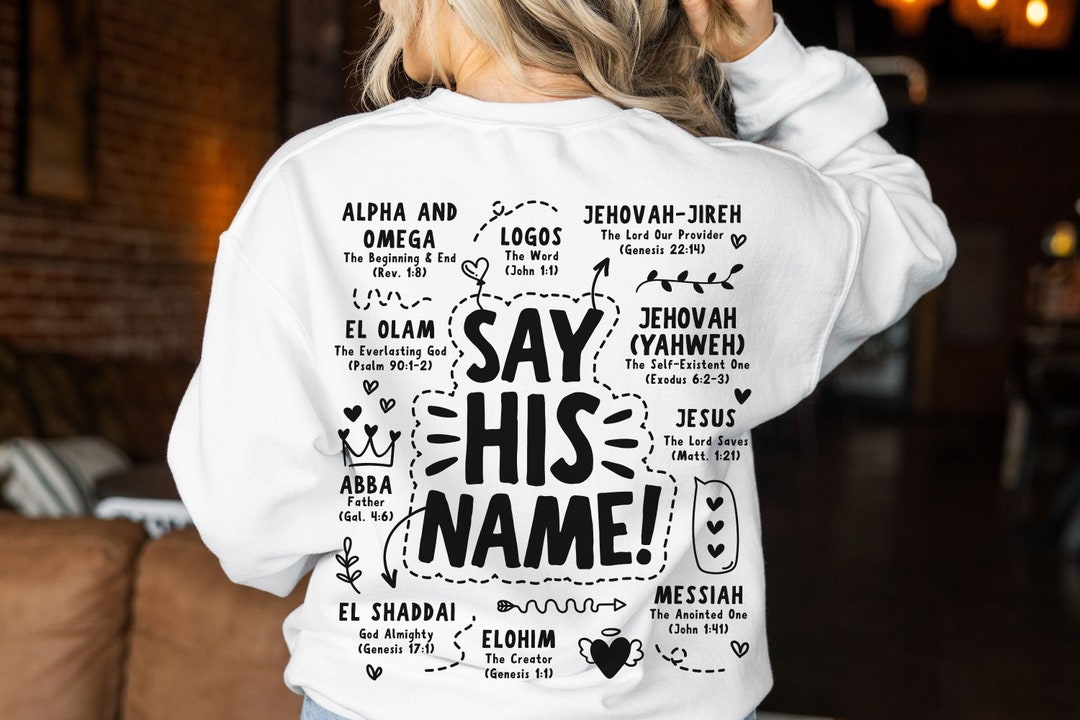 Names of God Hoodie Design Svg, Retro Christian Sublimation, Bible ...