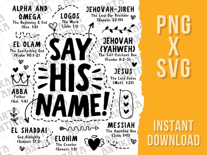 Names of God Hoodie Design Svg, Retro Christian Sublimation, Bible ...