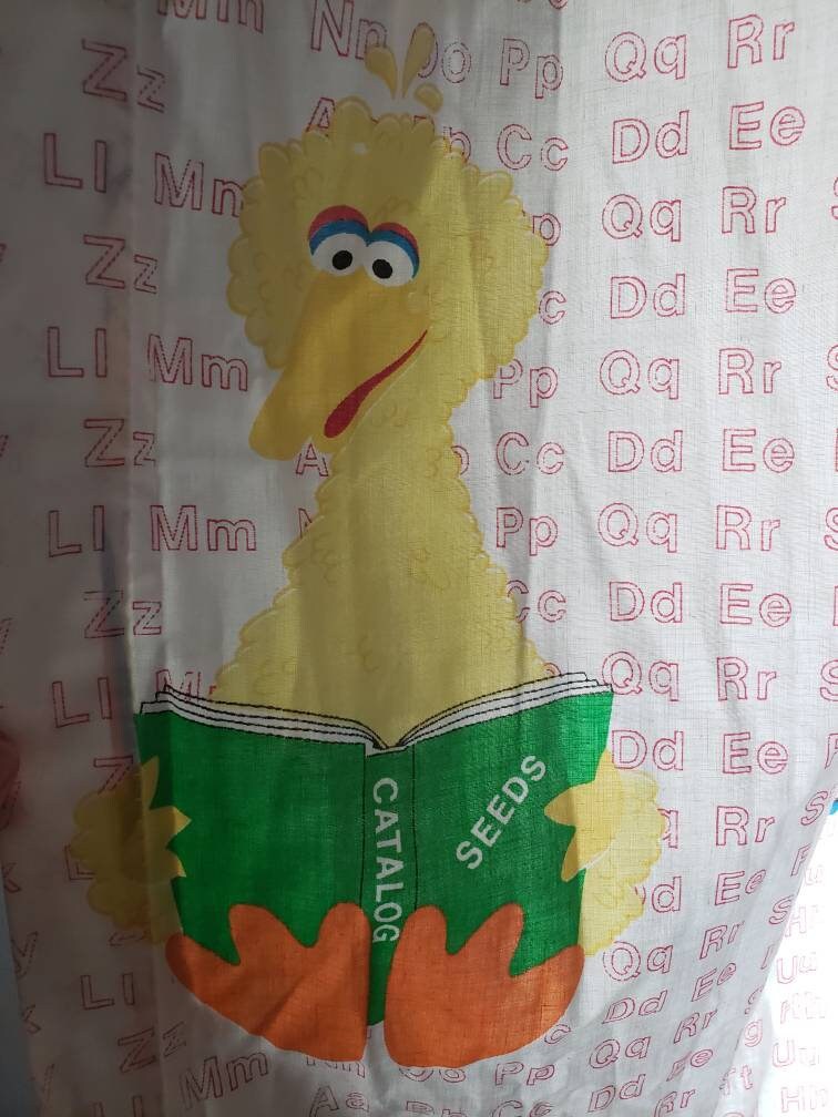 Vintage 70s/80s SESAME STREET Curtain Panels Kids Room Nursery Decor ...