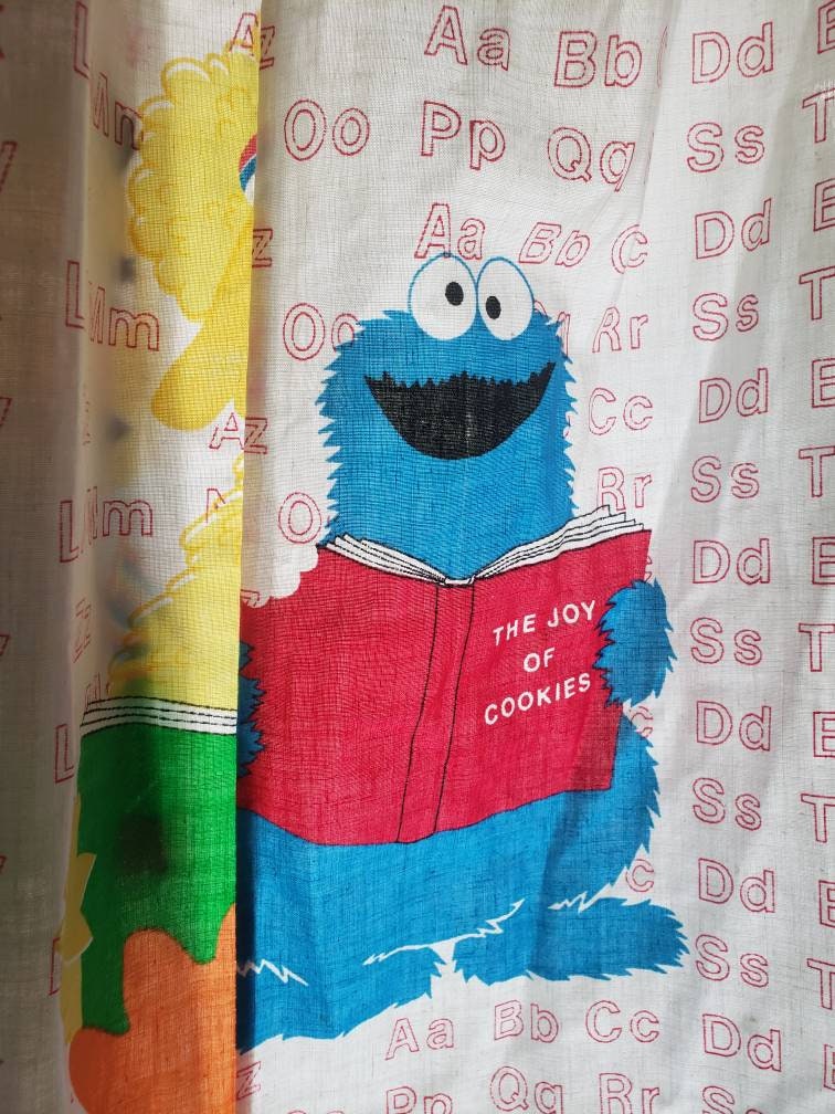Vintage 70s/80s SESAME STREET Curtain Panels Kids Room Nursery Decor ...