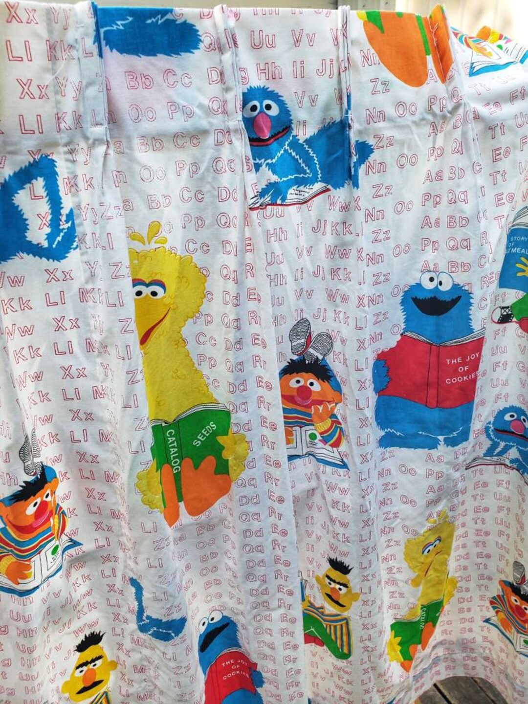Vintage 70s/80s SESAME STREET Curtain Panels Kids Room Nursery Decor ...