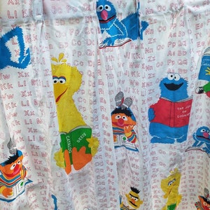 Vintage 70s/80s SESAME STREET Curtain Panels Kids Room Nursery Decor ...