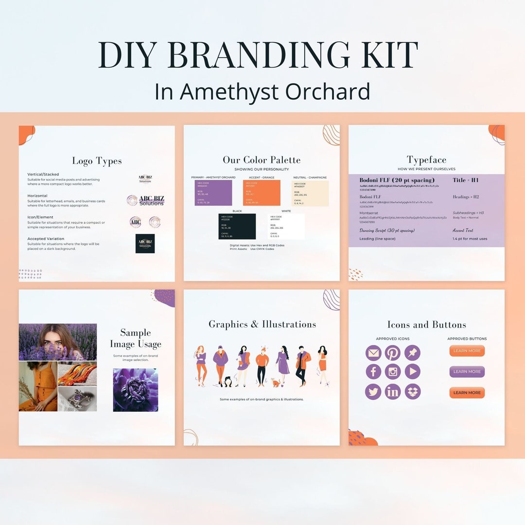 DIY Branding Kit in Amethyst Orchard (purple) Color Scheme, Fully ...
