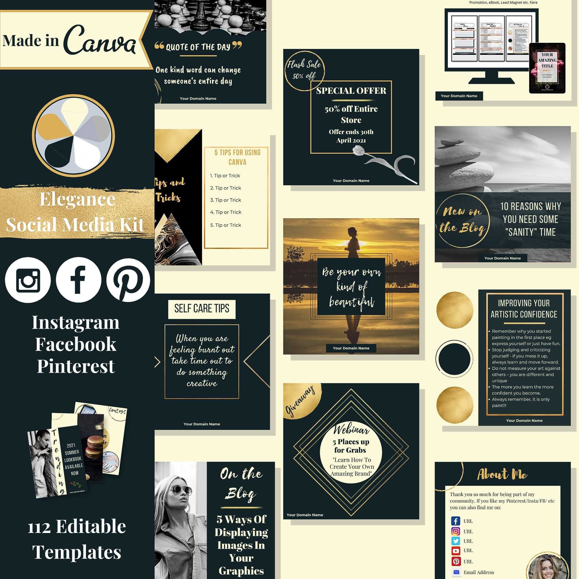 112 Social Media Templates Editable in Canva Instagram - Etsy Canada