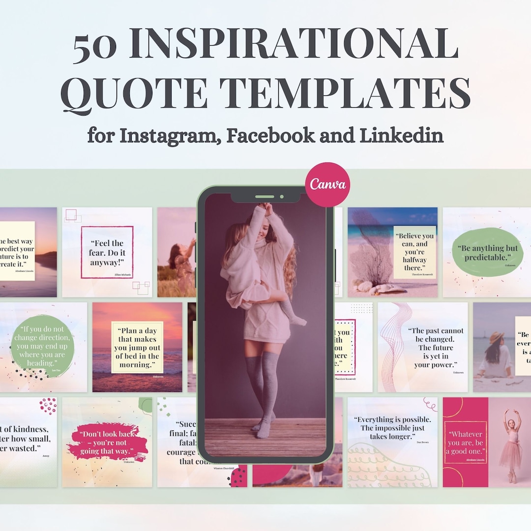 50 Inspirational Quote Templates in Raspberry Sorbet (pink) Color ...