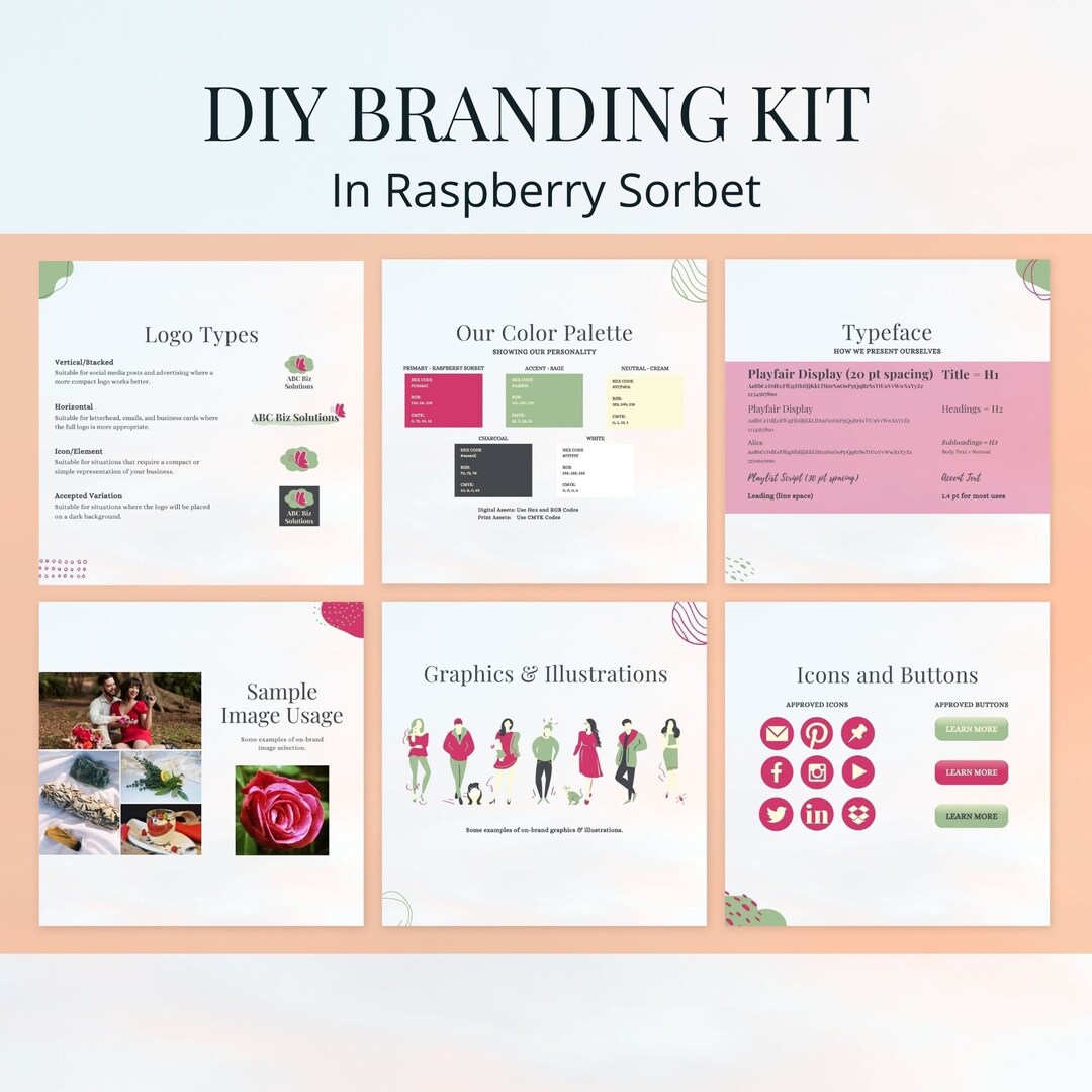 DIY Branding Kit in Raspberry Sorbet (pink) Color Scheme, Fully ...