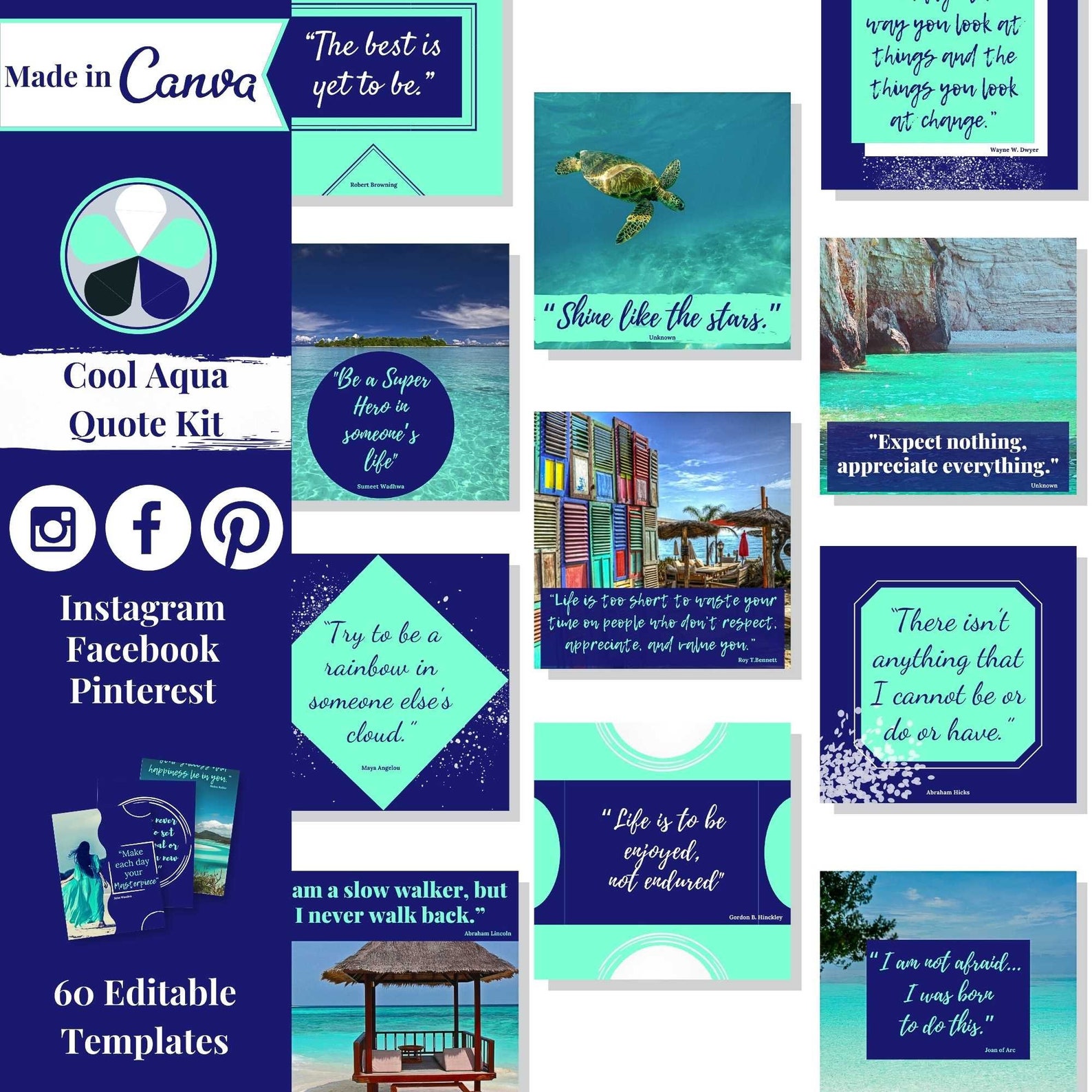 60 Quote Templates Editable in Canva Instagram Facebook & - Etsy