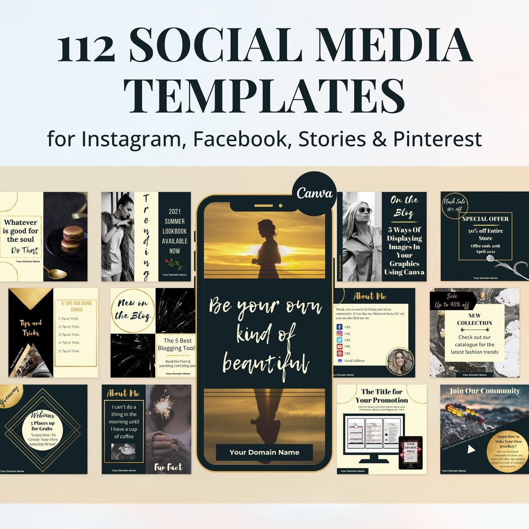 112 Social Media Templates Editable in Canva – Instagram, Facebook ...
