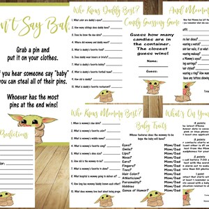 CHOOSE YOUR GAMES!! Yoda Baby Shower Games, Yoda Baby Shower, Star Wars ...