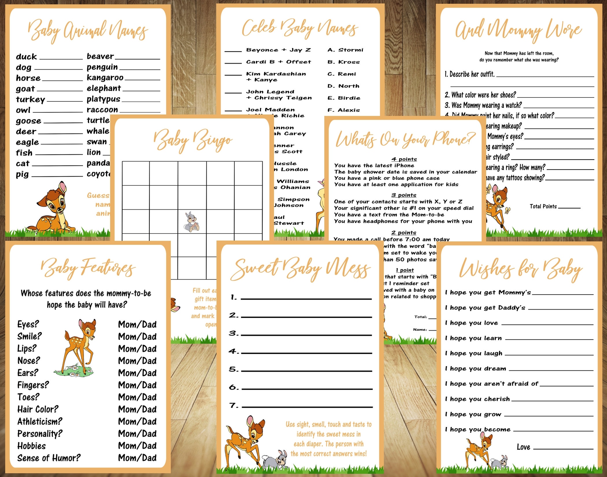 All 8 Games, Bambi Baby Shower, Bambi Baby Shower Games, Deer Baby ...