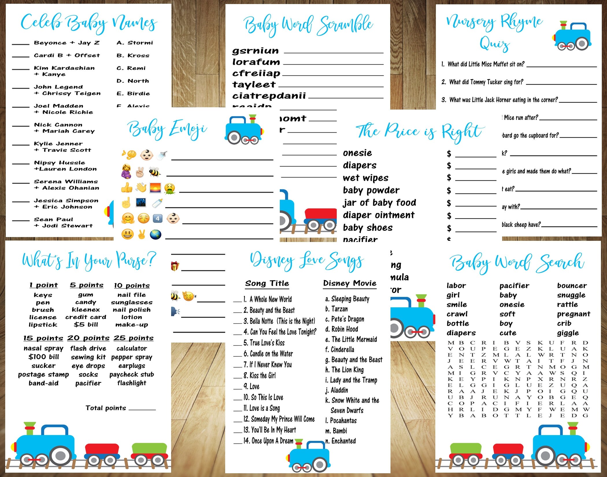 All 8 Games, Train Baby Shower Games, Train Baby Shower, Precious Cargo ...