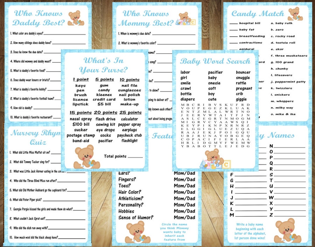 ALL 8 GAMES! Teddy Bear Baby Shower Games, Teddy Bear Baby Shower, Bear ...