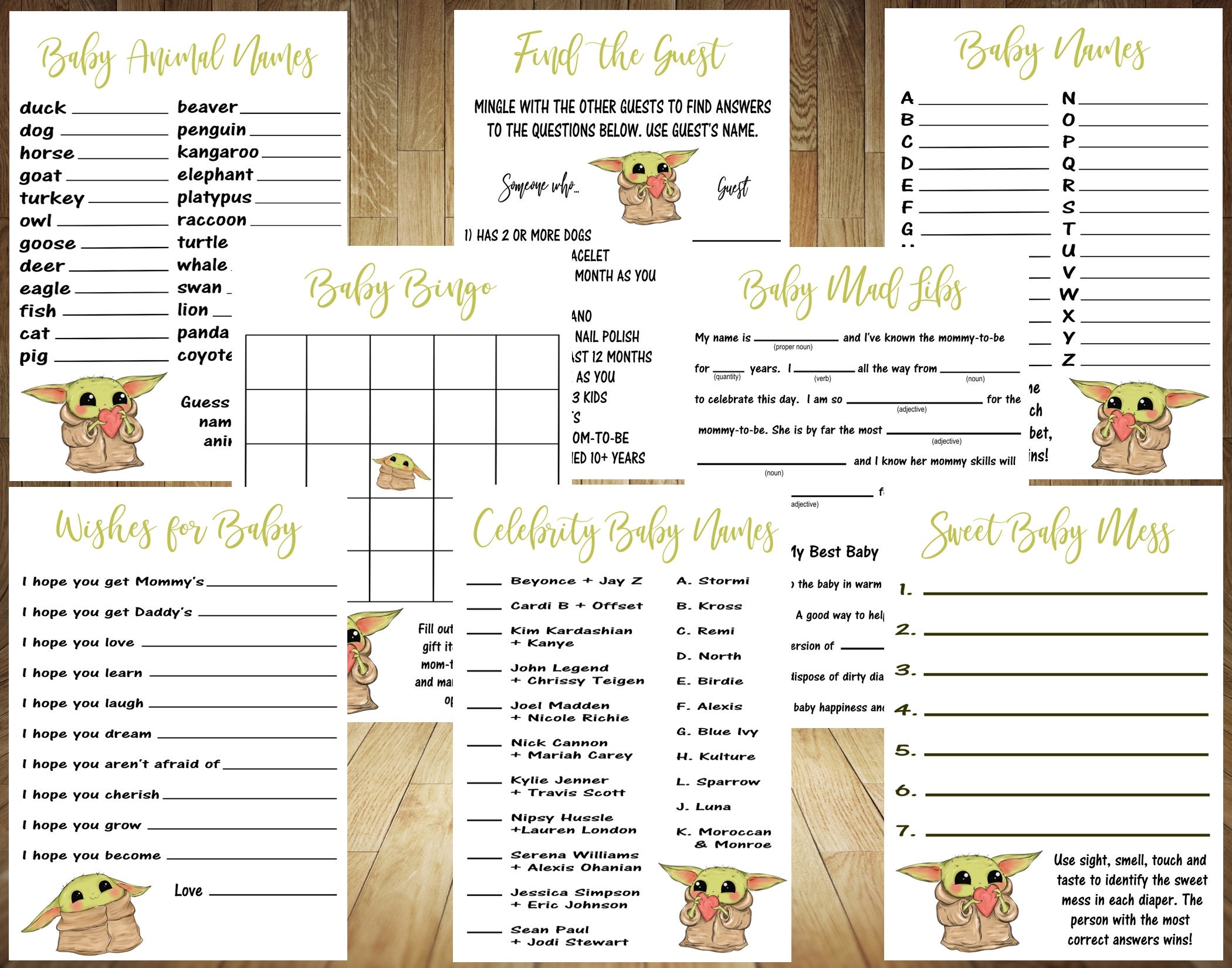 CHOOSE YOUR GAMES!! Yoda Baby Shower Games, Yoda Baby Shower, Star Wars ...