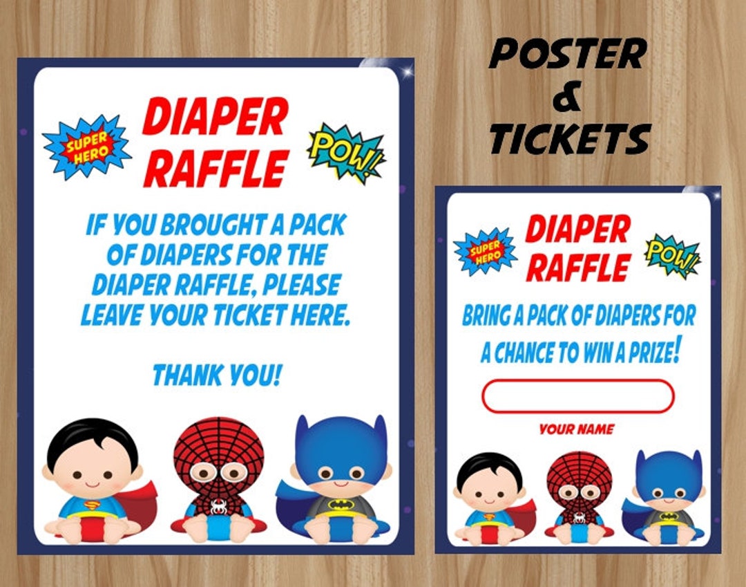 Superhero Diaper Raffle, Superhero Baby Shower, Superheroes Diaper ...