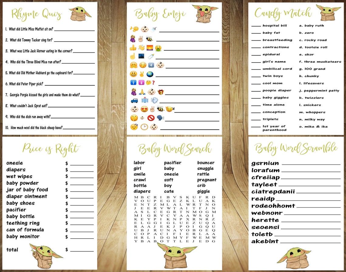 CHOOSE YOUR GAMES!! Yoda Baby Shower Games, Yoda Baby Shower, Star Wars ...