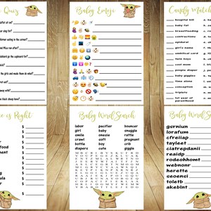 CHOOSE YOUR GAMES!! Yoda Baby Shower Games, Yoda Baby Shower, Star Wars ...