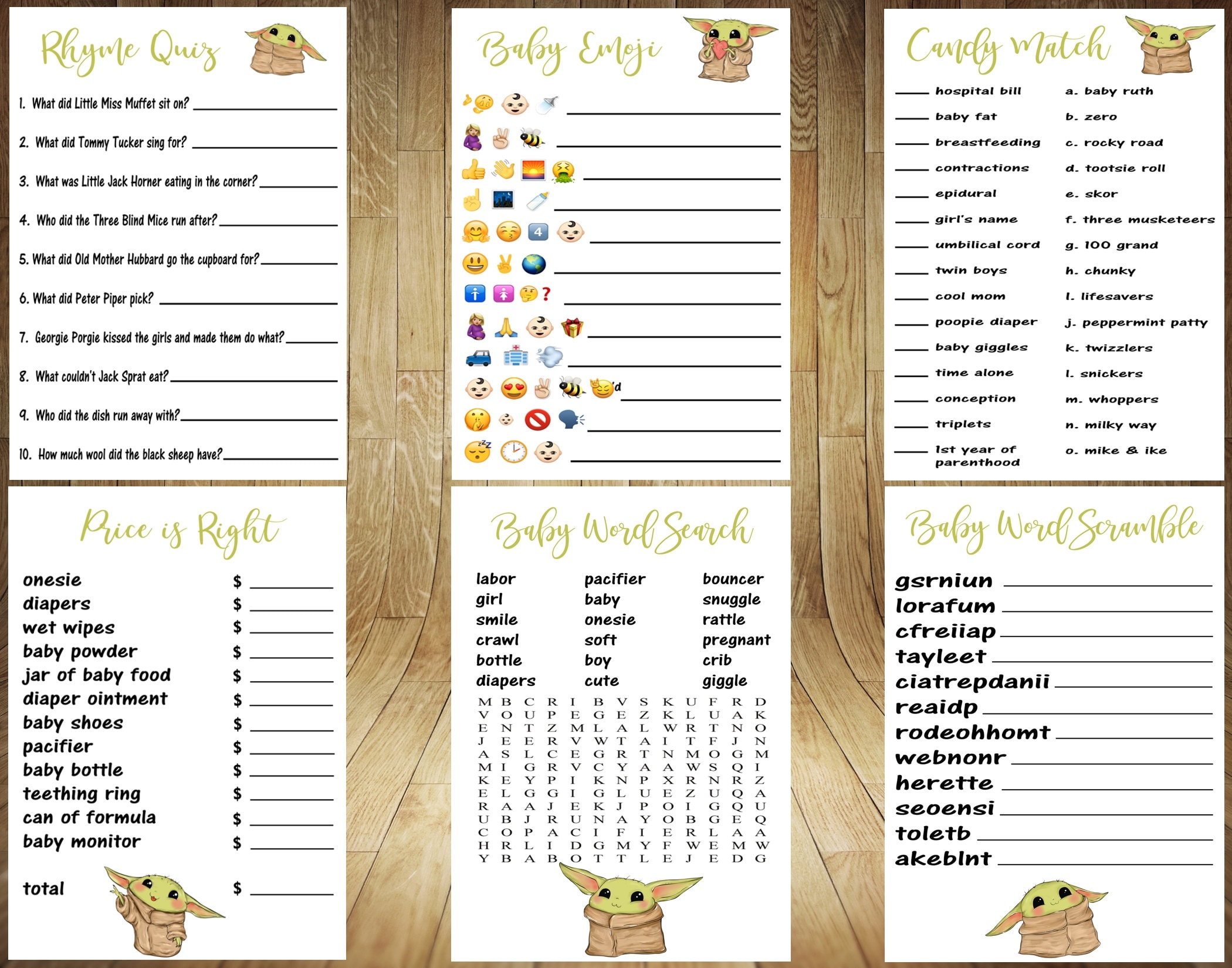 CHOOSE YOUR GAMES!! Yoda Baby Shower Games, Yoda Baby Shower, Star Wars ...