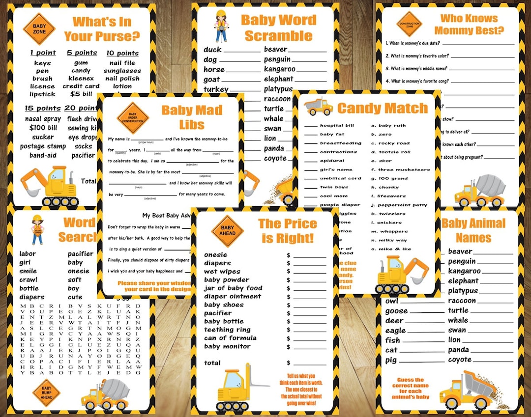 Construction Baby Shower Games, Under Construction Baby Shower, Baby ...