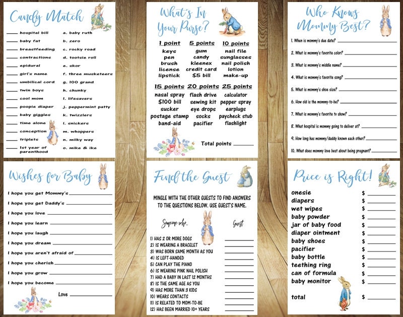 ALL 14 Games! Peter Rabbit Baby Shower Games, Peter Rabbit Baby Shower ...