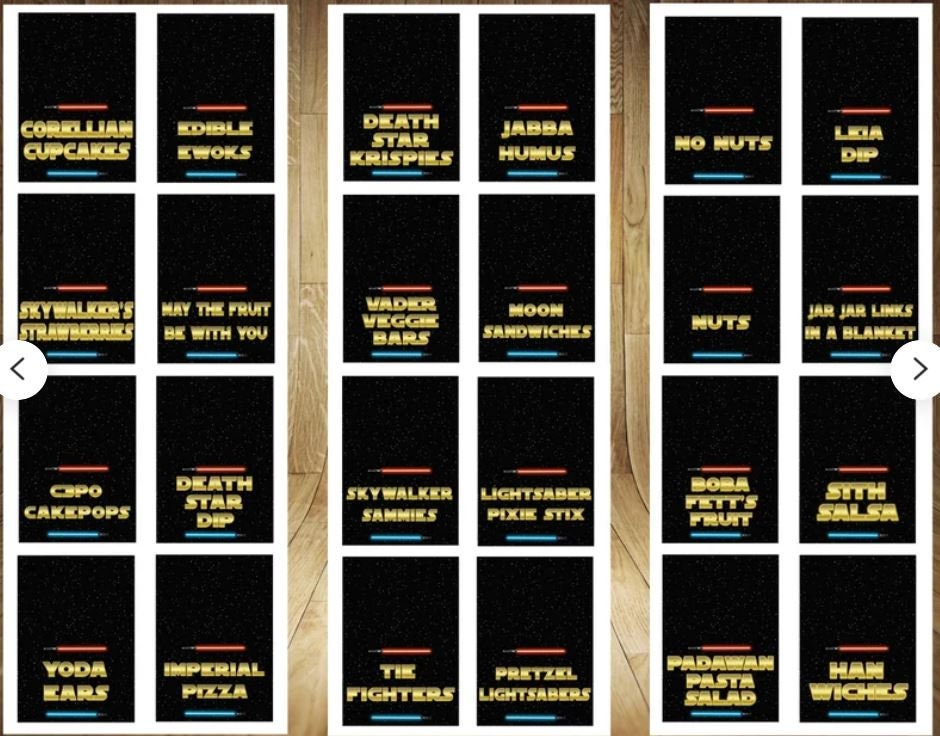 70+ Labels, Star Wars Food Labels, Star Wars Food Tents, Star Wars ...