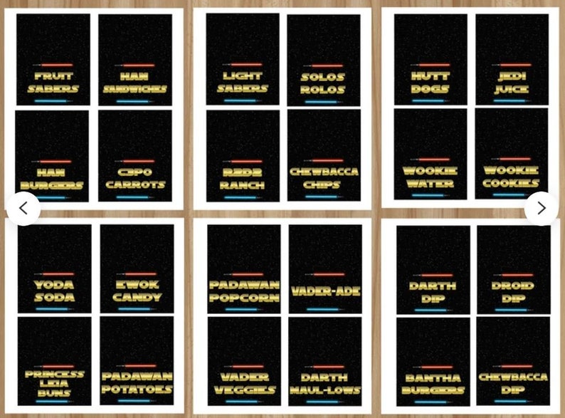 70+ Labels, Star Wars Food Labels, Star Wars Food Tents, Star Wars ...