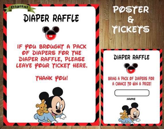 MEGA Sale Mickey Mouse Diaper Raffle Mickey Mouse Baby | Etsy