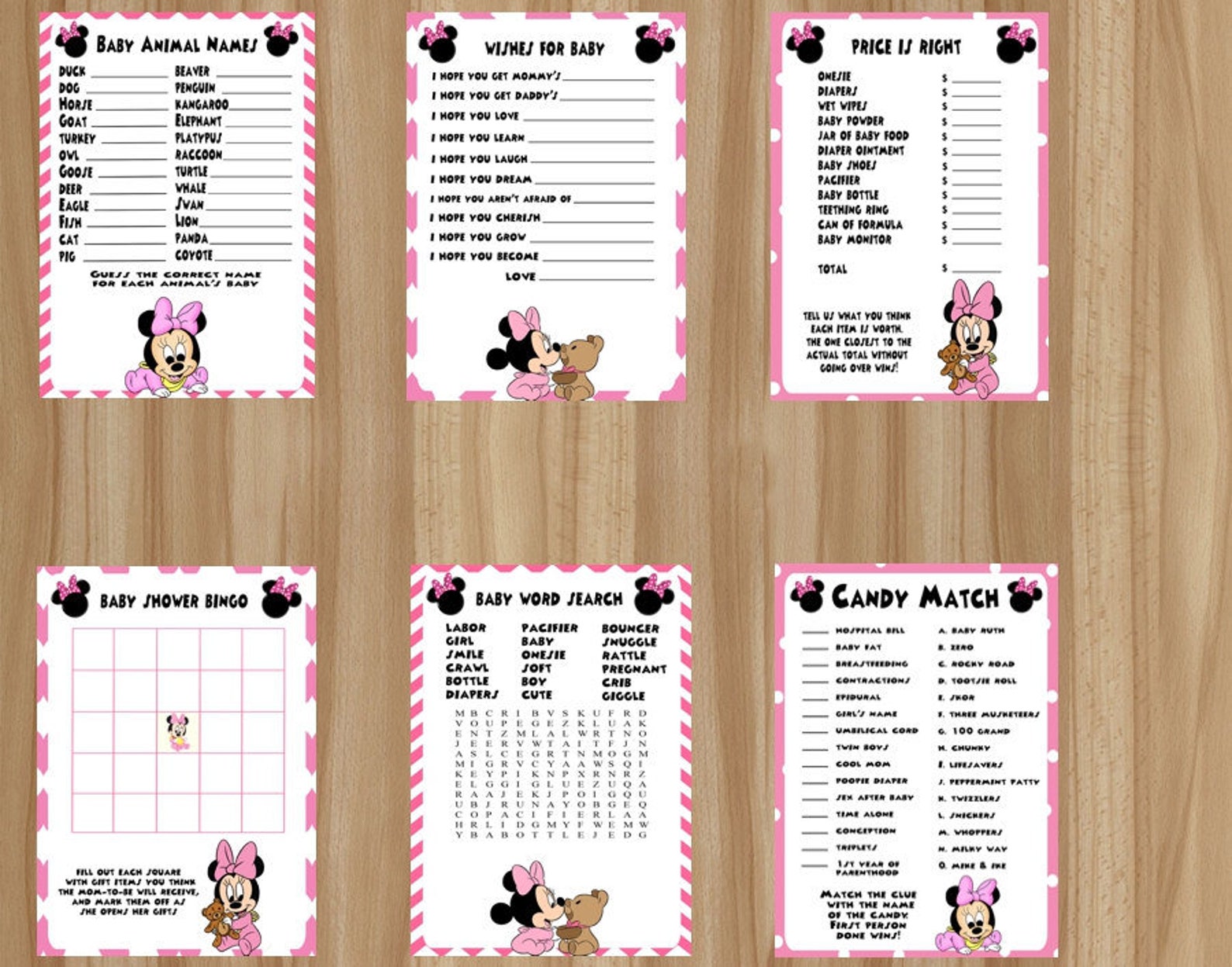 MEGA Sale!!! All 9 Games! Minnie Mouse Baby Shower Games, Minnie Mouse ...