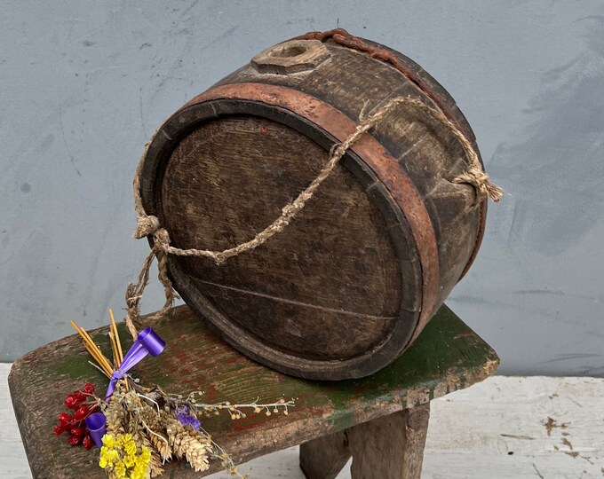 Primitive Wood Farm Barrel, Wine Barrel, Vintage Barrel, Unique Barrel ...
